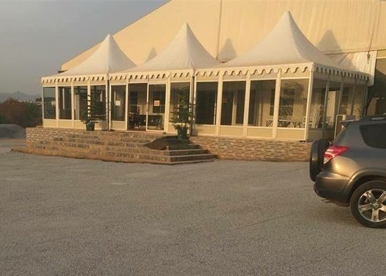 Sturdy Glass Aluminum Pagoda Tent 6 X 6 Meter Size With Sidewall Curtain